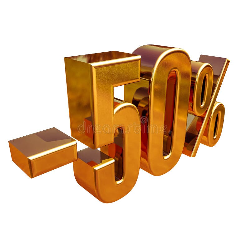 3d Guld 50 Femtio Procent Tecken Stock Illustrationer - Illustration av ...