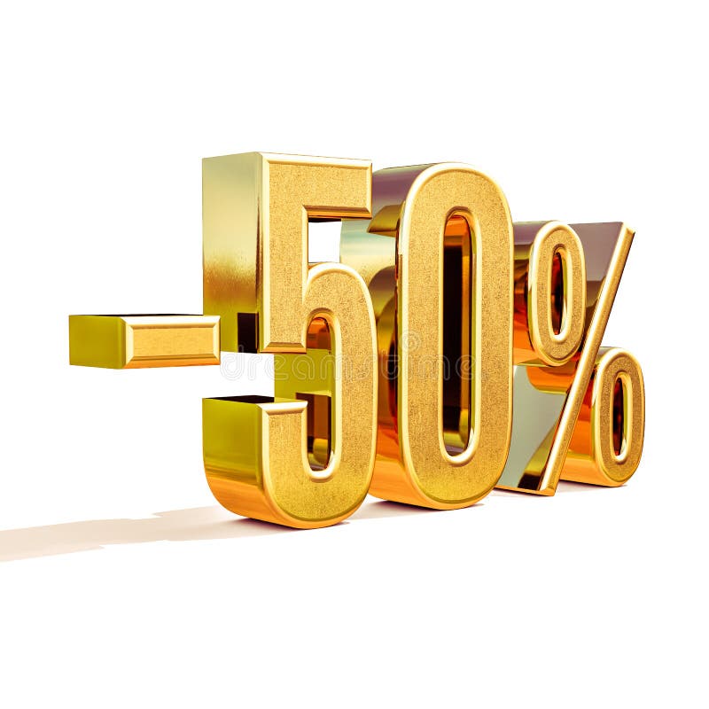 3d Guld 50 Femtio Procent Tecken Stock Illustrationer - Illustration av ...