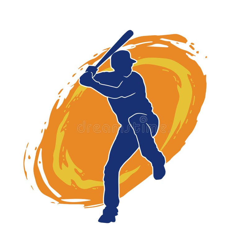 Silhouette of a Male Baseball Batter Player in Action Pose. Stock ...