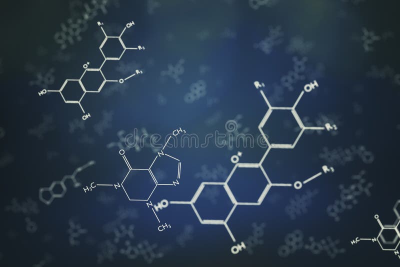 3D Ha Reso L'illustrazione Delle Formule Di Molecola Chimiche ...