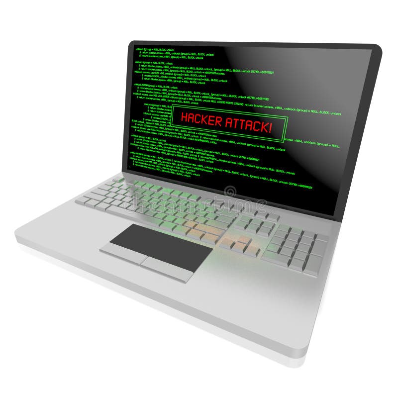 3D Hacker Attack Concept - Laptop Stock Illustration - Illustration of ...