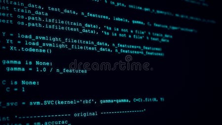 3D Hacking Code Data Flow Stream on Black. Screen with Typing Coding ...