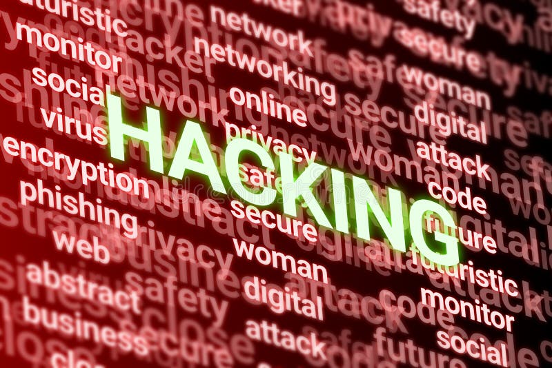3D Hacking Word on Technology Related Words Stock Illustration ...