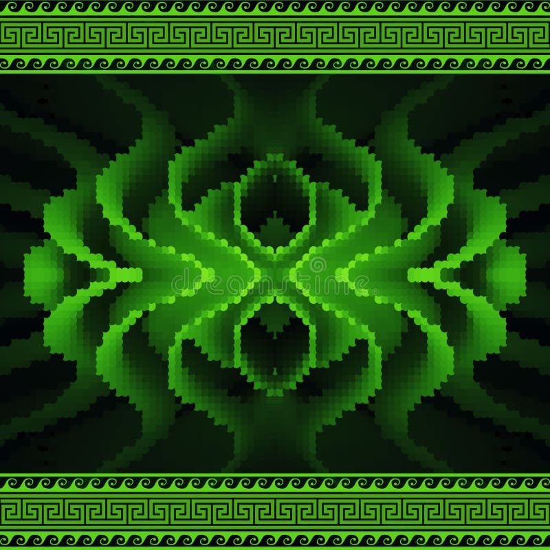 3d Halftone Greek Border Seamless Pattern. Green Half Tone Circles ...