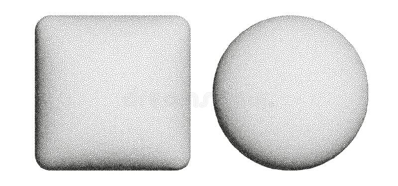 3d Halftone Shapes, Square and Circle Stipple Forms, Black Splatter ...
