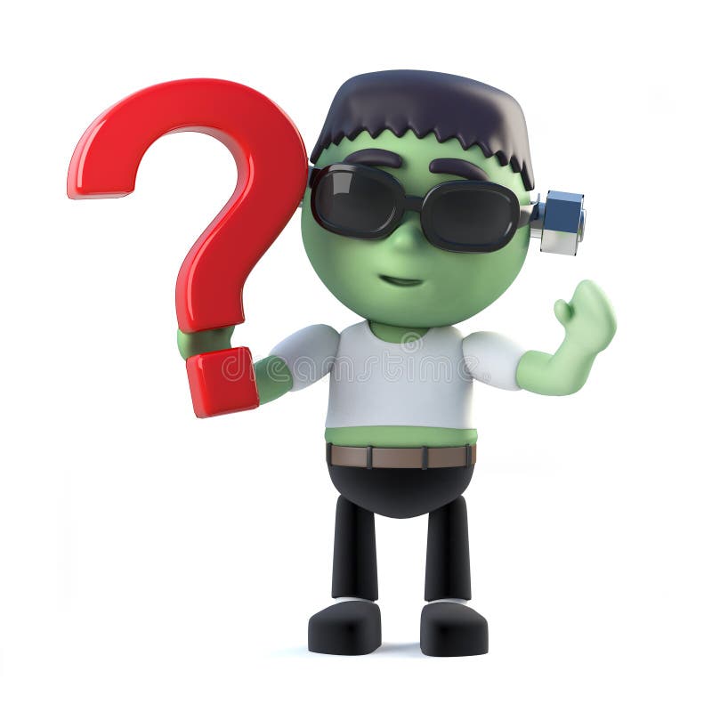3d Halloween Frankenstein Monster Has a Question Stock Illustration ...