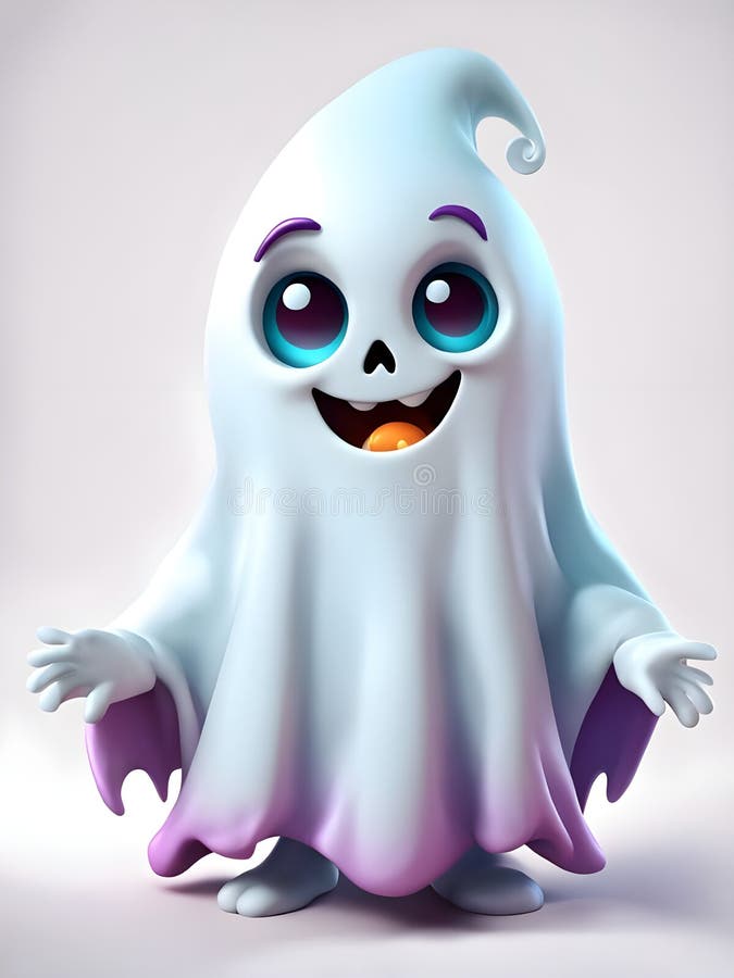 3D Halloween Themed Ghost Character Stock Illustration - Illustration ...