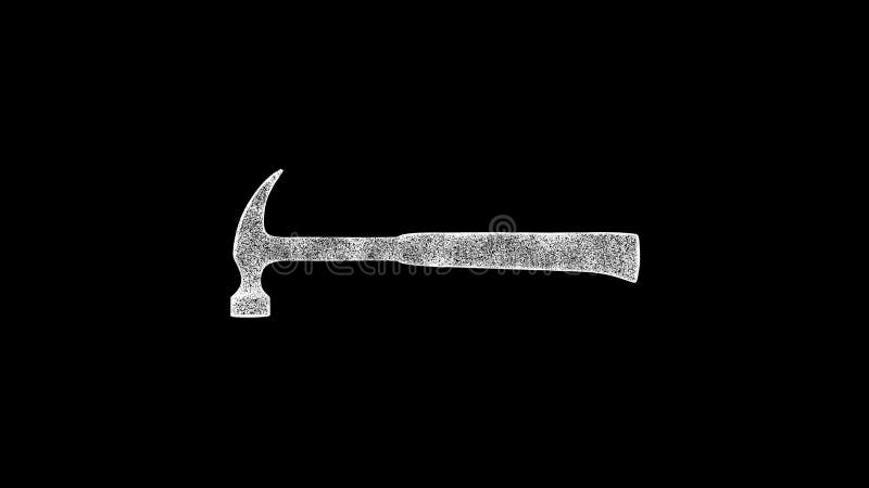 3D Hammer on Black Bg. Object Dissolved White Flickering Particles ...