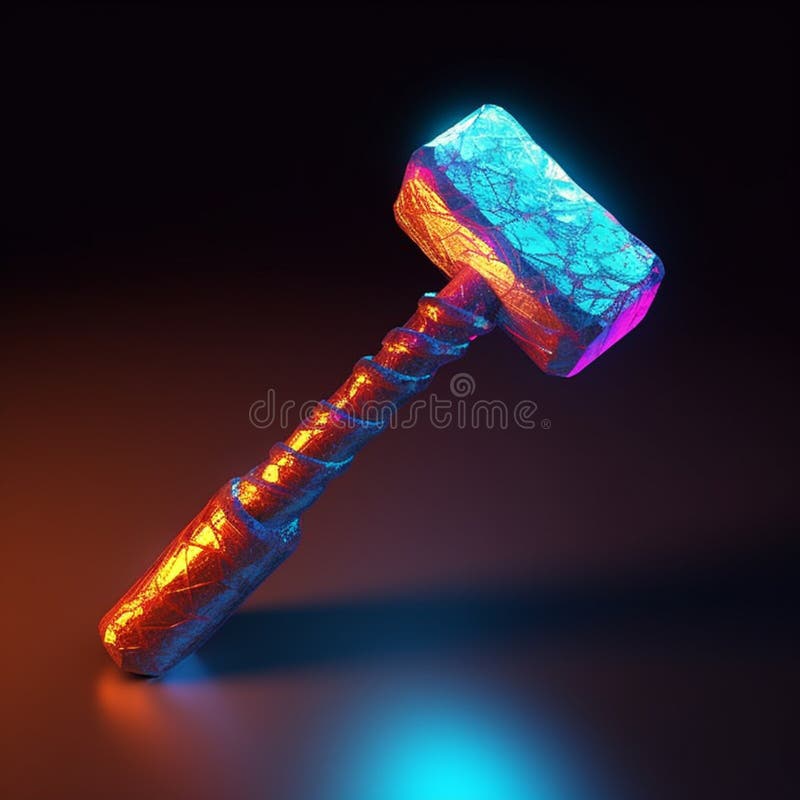 3D Hammer Colorful Rendering. 3D Fantasy Fiction Hammer. Stock ...