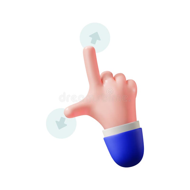 3d Hand Gesture Zoom on Touchscreen. Isolated on White Background Stock ...