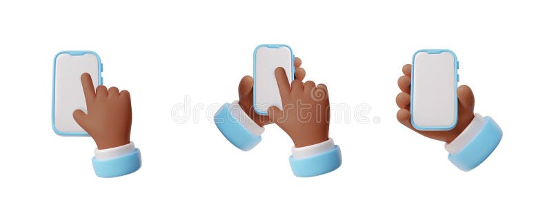 3D Smartphone Hand Gestures Vector Icon Illustration Set Stock ...