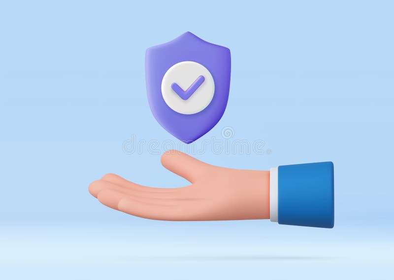 3d Hand Gives Insurance Shield Stock Vector - Illustration of hand ...