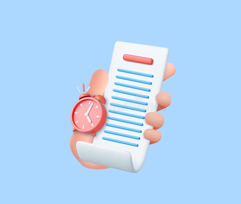 3D Hand Holding Invoice Transaction Stock Vector - Illustration of ...