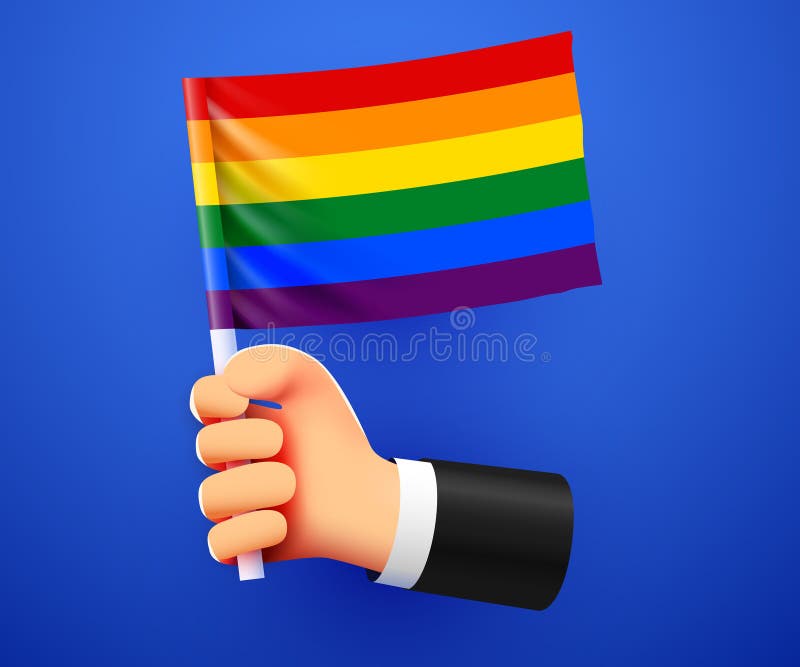 3d hand holding LGBT flag. stock vector. Illustration of community ...
