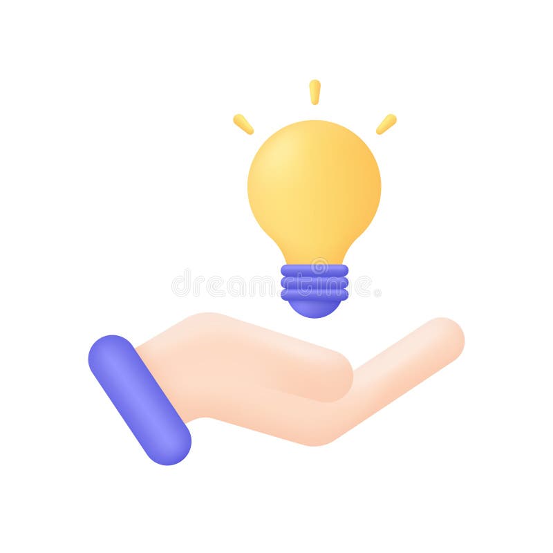 3D Hand is Holding Light Bulb Icon. Business, Strategy, Idea, Solution ...