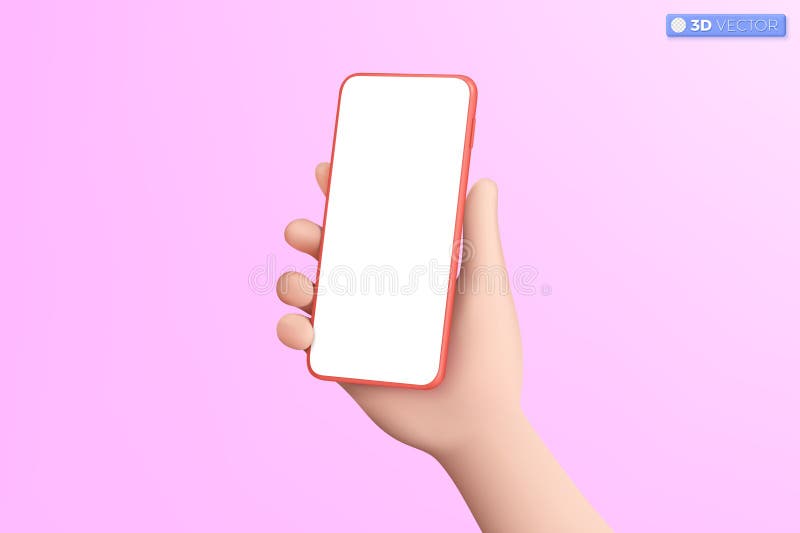 3d Hand Holding Mobile Phone Icon Symbol Realistic Smartphone With