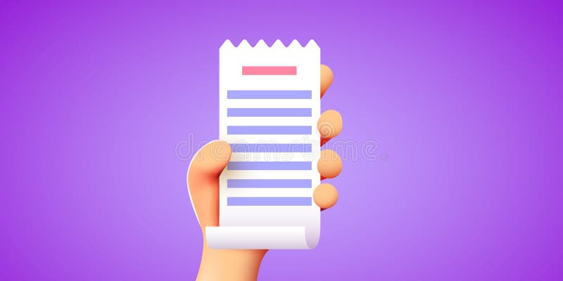 3D Hand Holds a Check or Paper List. Stock Vector - Illustration of ...
