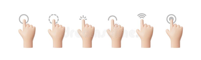 3D Hand Pointing Forefinger Gesture Vector Icons Set, Various Types of ...