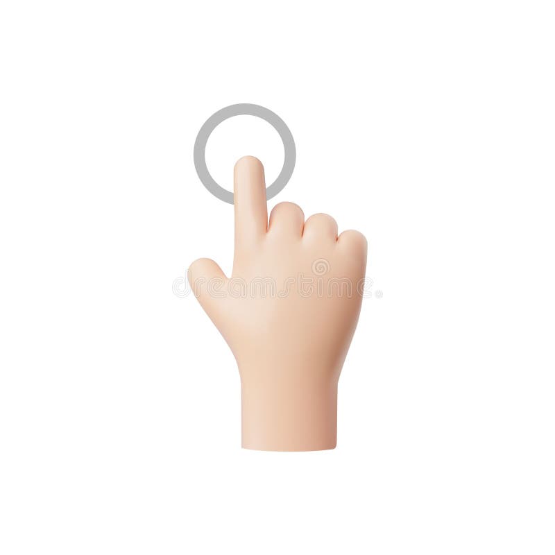 3D Hand Pointing Index Finger Gesture Vector Icon, Touch or Click Cursor, Tap Screen, Choose ...