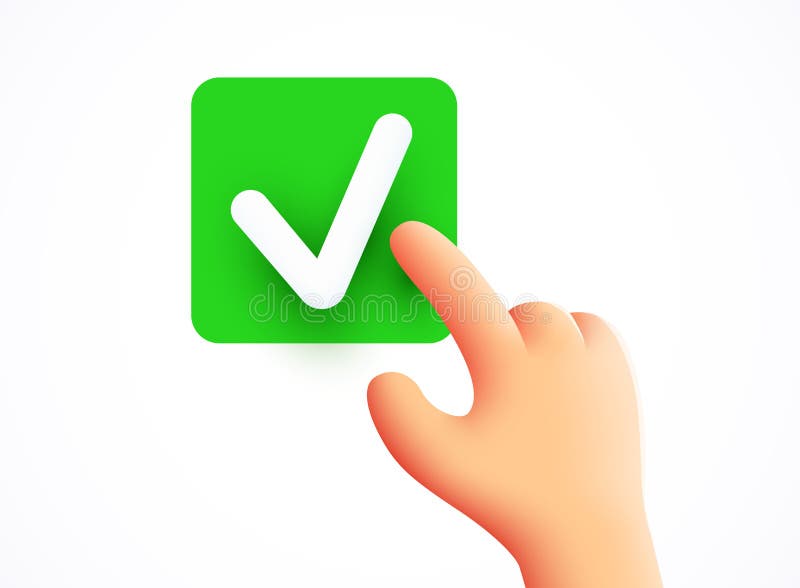 3d Hand Pressing the Ok Button. Correct Answer Stock Vector ...