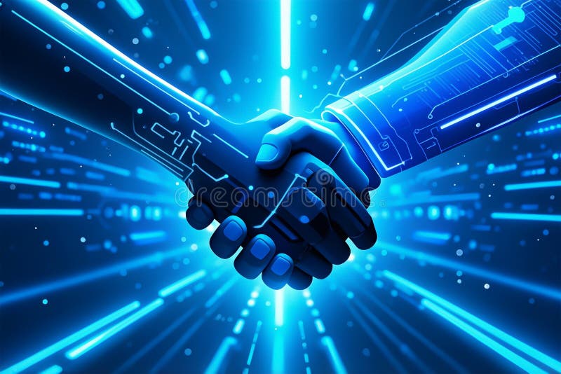 3D Handshake with Blue Lights and Futuristic Digital Background Stock ...