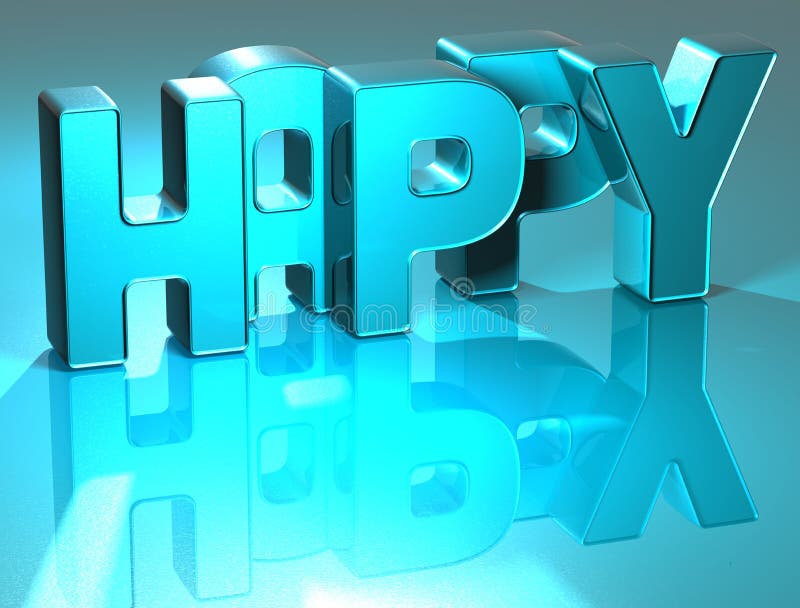 3D Happy Blue Text stock illustration. Illustration of multicolor ...
