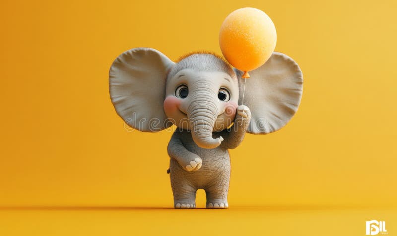 3D Happy Elephant with Oversized Ears, Standing with a Playful Pose ...