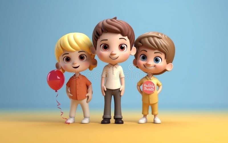 3d Happy Friends Playing on Friendship Day, Generative Ai Stock ...