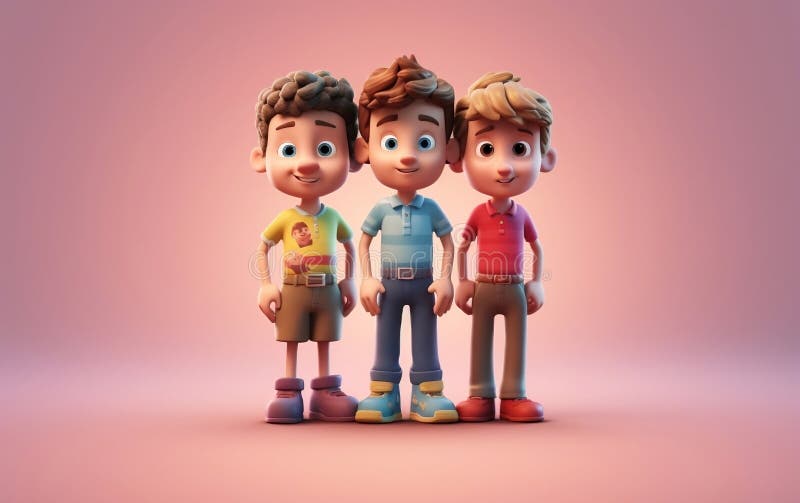 3d Happy Friends Playing on Friendship Day, Generative Ai Stock ...