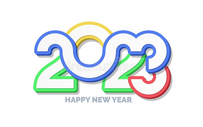 3D Happy New Year 2023 Logo Design Stock Vector - Illustration of ...
