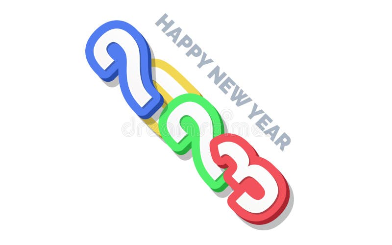 3D Happy New Year 2023 Logo Design Stock Vector - Illustration of ...
