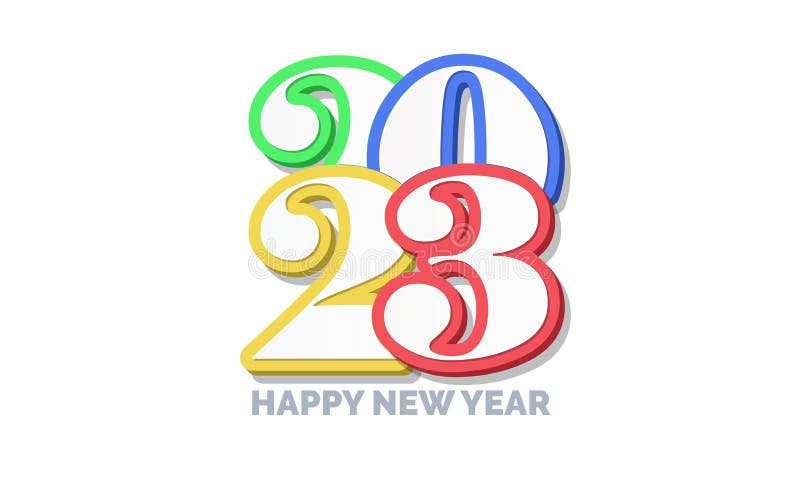 3D Happy New Year 2023 Logo Design Stock Vector - Illustration of ...