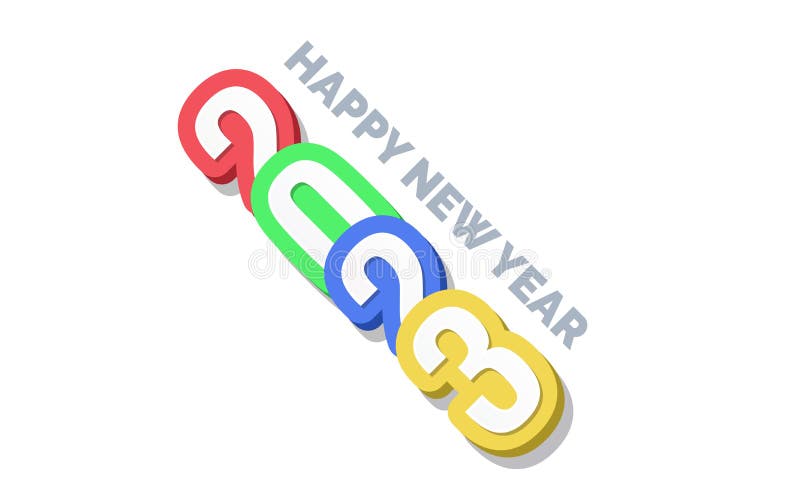 3D Happy New Year 2023 Logo Design Stock Vector - Illustration of event ...