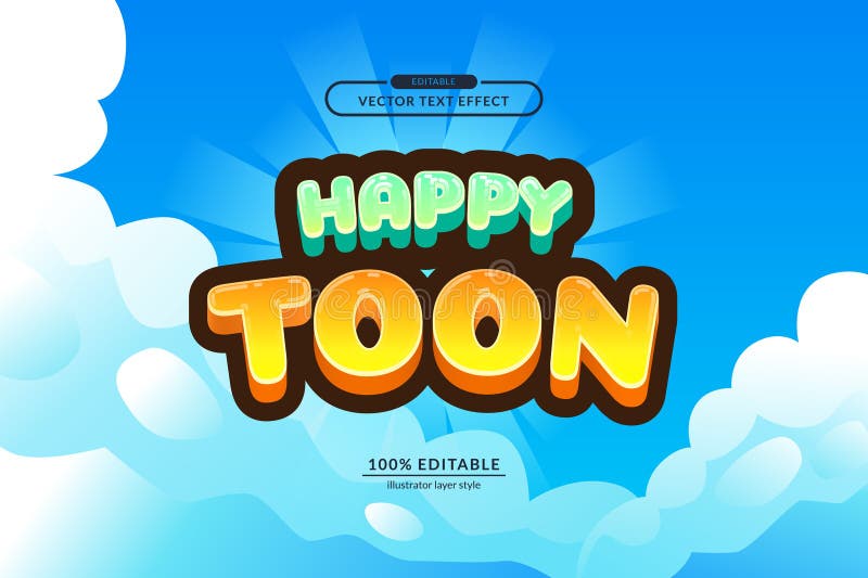 3D Happy Toon Cheerful Comic Cartoon for Kid and Fun Editable Text ...