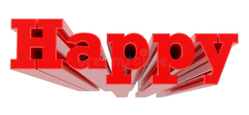 HAPPY Red Word on White Background Illustration 3D Rendering Stock ...