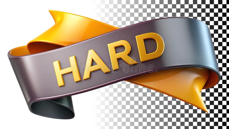 3D Hard Ribbon Banner Icon for Game Difficulty Level Challenge Png ...