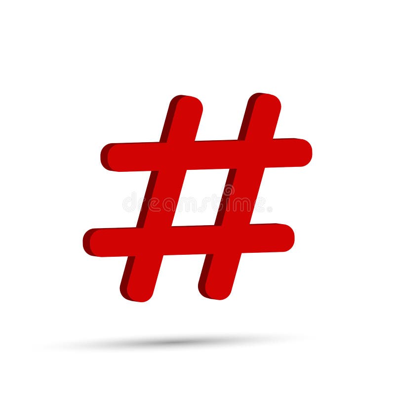 Red Hashtag Icon In Sketch Style Stock Vector - Illustration of ...