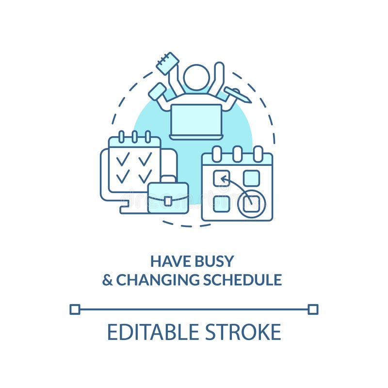 2D Have Busy and Changing Schedule Linear Icon Concept Stock Vector ...