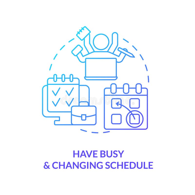 2D Have Busy and Changing Schedule Linear Icon Concept Stock Vector ...