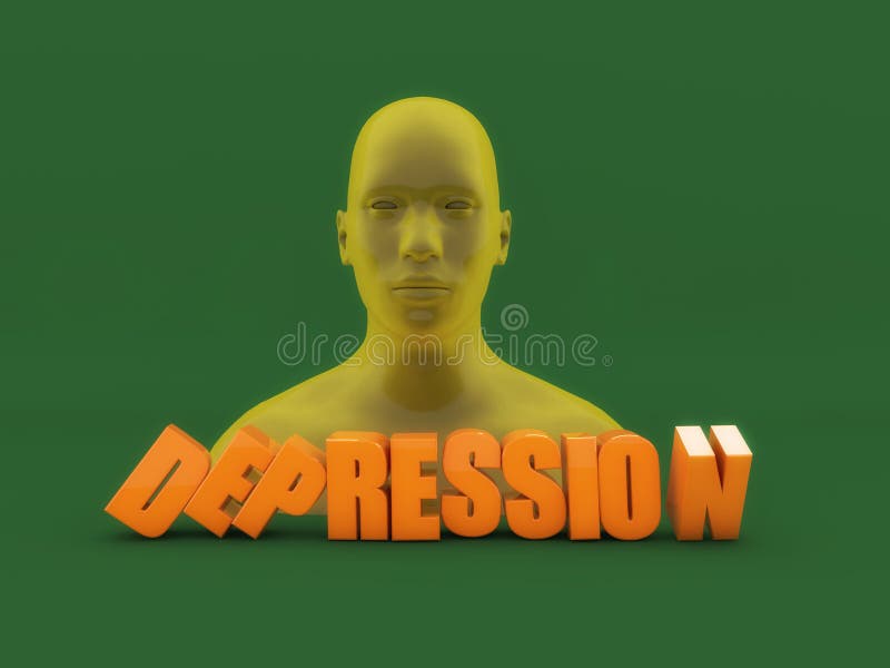 3d Head and Depression Text Stock Illustration - Illustration of ...