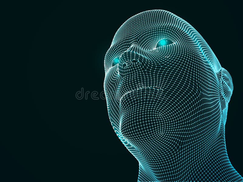 3D Head from Grid. Artificial Intelligence. 3D Geometric Face Design ...