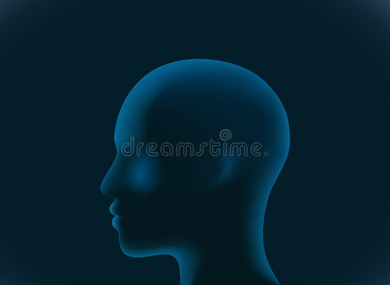 3D Head Icon. Abstract Digital Human Head. Human Head Silhouette Stock ...