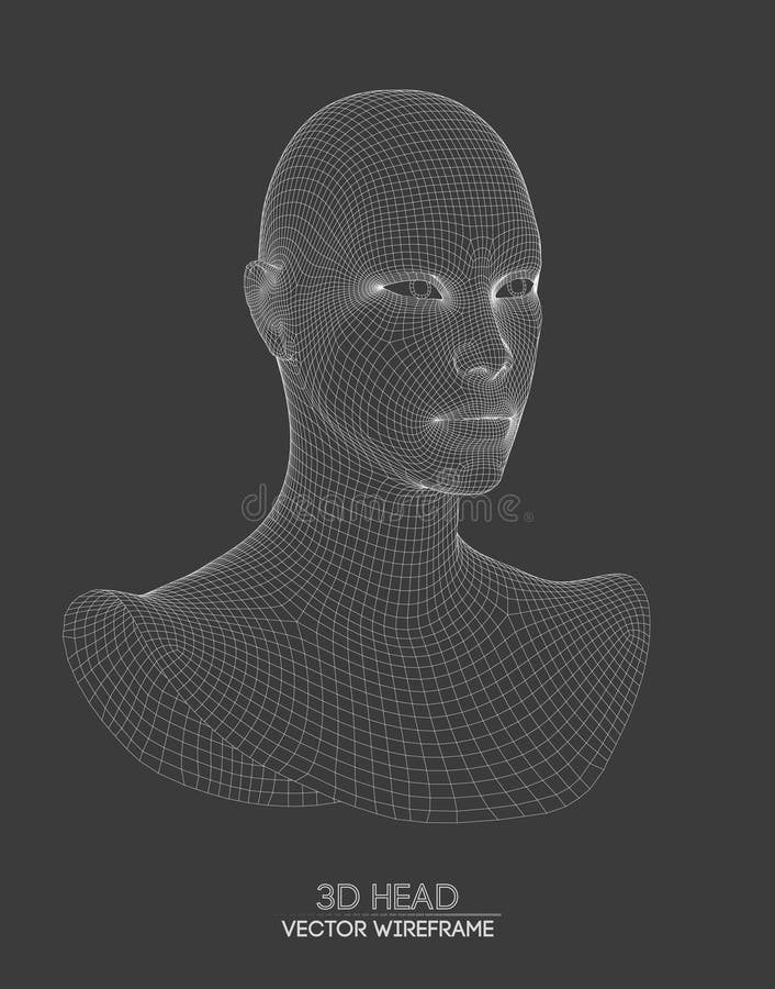 3d Head Wireframe Vector. Drawing of Wireframe Head 3d Model. Vector ...