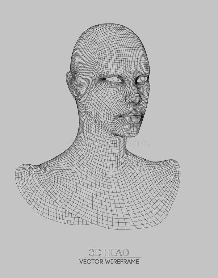 3d Head Wireframe Vector. Drawing of Wireframe Head 3d Model. Vector ...