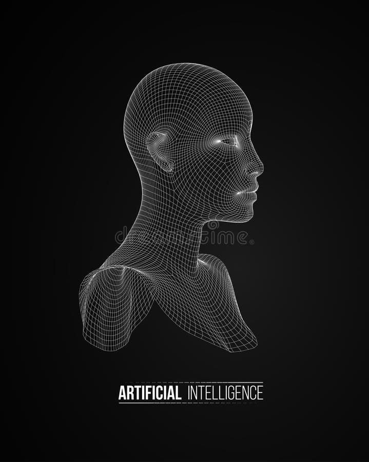 3d Head Wireframe Vector. Drawing of Wireframe Head 3d Model. Vector ...
