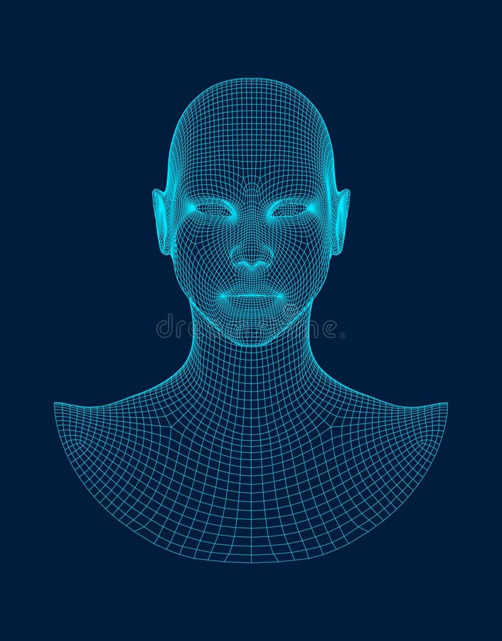3d Head Wireframe Vector. Drawing of Wireframe Head 3d Model. Vector ...