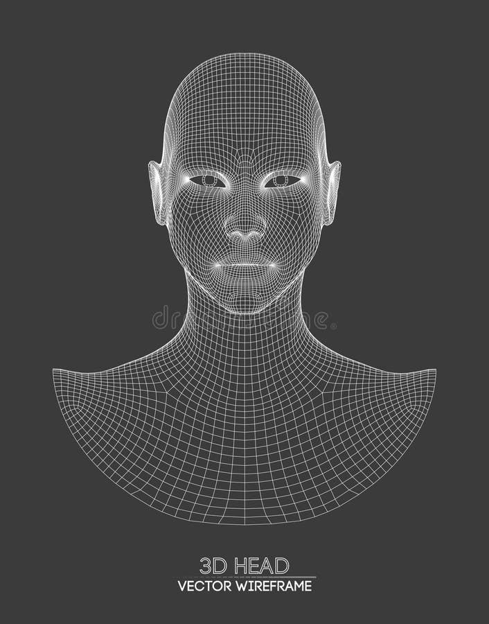 3d Head Wireframe Vector. Drawing of Wireframe Head 3d Model. Vector ...