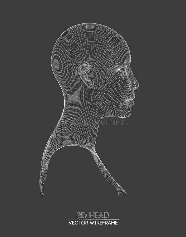 3d Head Wireframe Vector. Drawing of Wireframe Head 3d Model. Vector ...