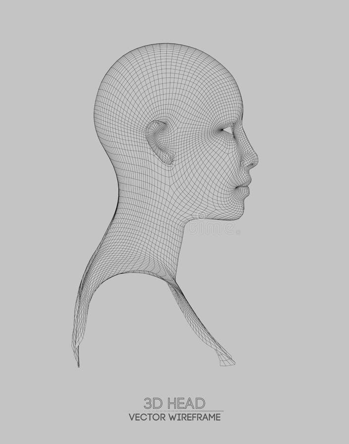 3d Head Wireframe Vector. Drawing of Wireframe Head 3d Model. Vector ...