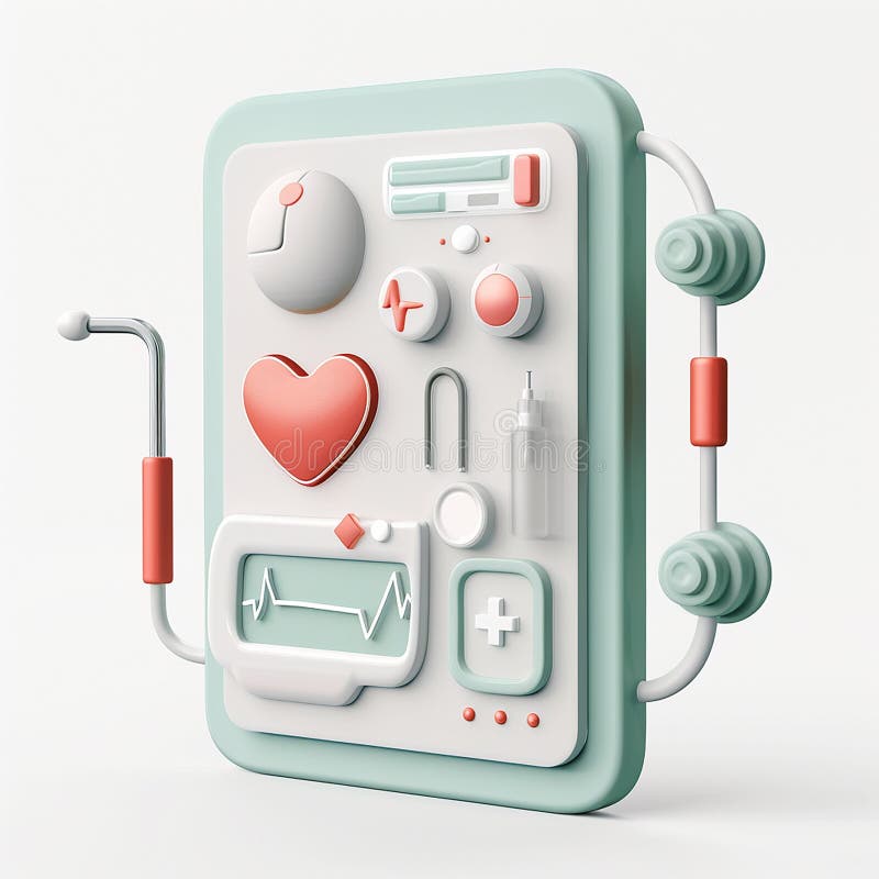 3D Healthcare App Icon on White Background Stock Illustration ...